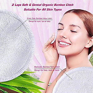 Samtone Reusable Makeup Remover Pads 20 Pack with Laundry Bag and Gift Box – 100% Organic Face Cleansing Reusable Cotton Rounds for Toner, Washable Eco-Friendly Bamboo Cotton Pads for All Skin White
