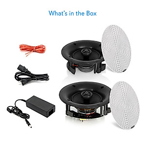 Pyle Pair 8.0” Bluetooth Universal Flush Mount In-wall In-ceiling 2-Way Speaker System Dual Polypropylene Cone & Polymer Tweeter Stereo Sound 400 Watts (PDICBT87) , Black