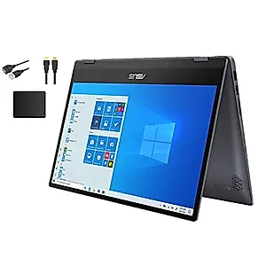 ASUS VivoBook 14" FHD LED 2-in-1 Touchscreen Premium Laptop Bundle Accessory | Intel Core i5-10210U | 8GB DDR4 RAM | 512GB SSD | Backlit Keyboard | Fingerprint | HDMI | Windows 10