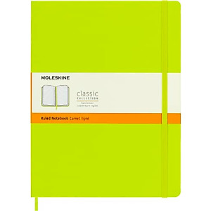Moleskine Classic Notebook, Hard Cover, XL (7.5" x 9.5") Ruled/Lined, Lemon Green, 192 Pages