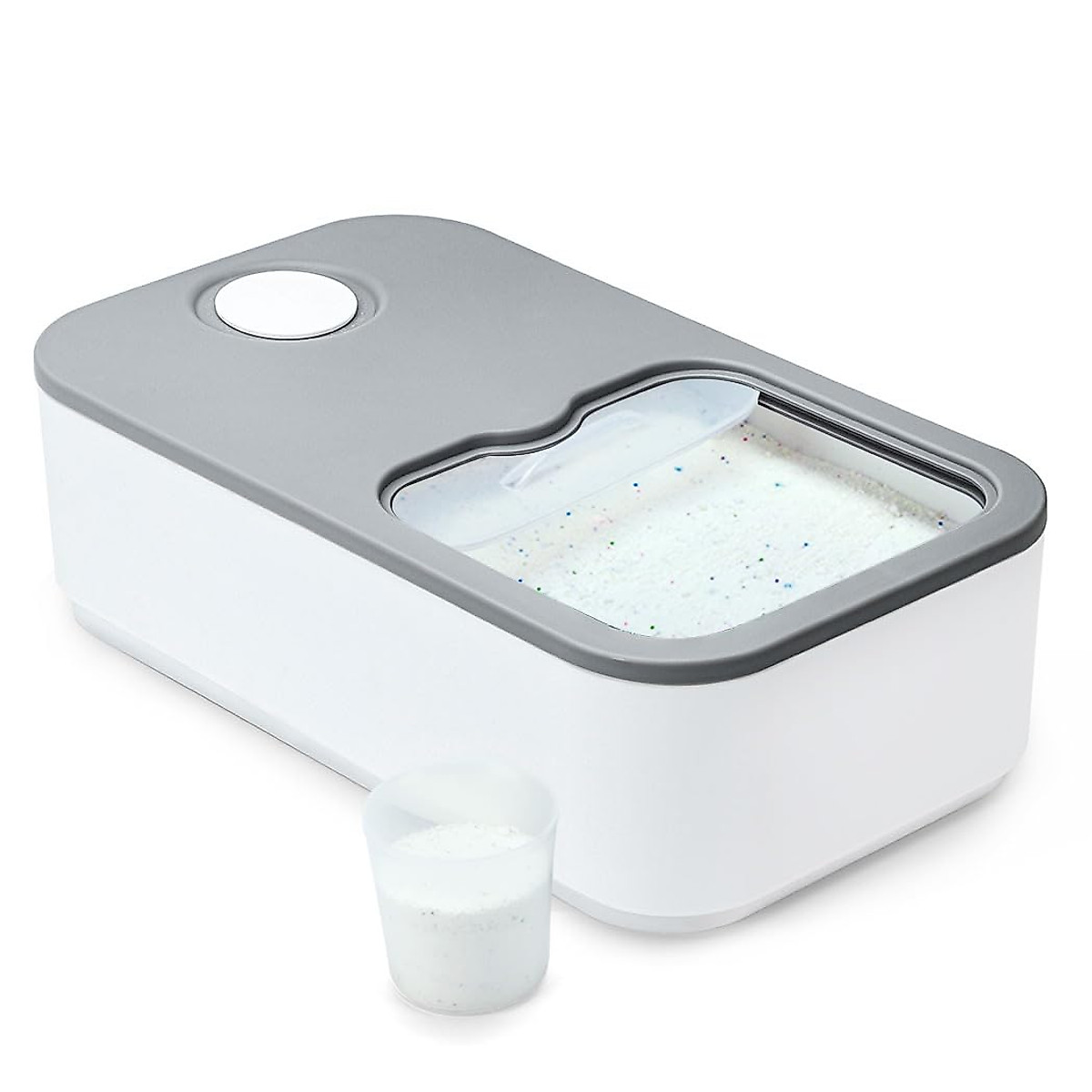 Conworld Laundry Powder Container, Large Capacity Holds 7.5Lb Laundry Powder for Laundry Room Organization and Storage, Laundry Detergent Container With a Cup, Laundry Pods Container(Grey)