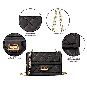 SG SUGU Small Quilted Crossbody Bag, Trendy Designer Shoulder Bag, Phone Wallet Purse for Women (Black)