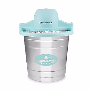 Elite Gourmet EIM-308L 4 Qt. Electric Motorized Maker Ice & Rock Salt, 4Qt. Freezing Canister, Creamy Ice Cream, Gelato, Frozen Yogurt, or Sorbet, Recipe Booklet, 4 Quart, Mint