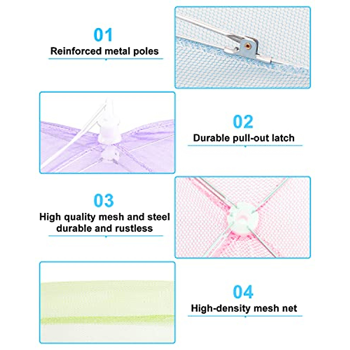 Comforer Food Cover Mesh Food Tent, 17 Inches, Nylon Covers, Pop-Up Umbrella Screen Tents, Collapsible and Reusable Patio Bug Net for BBQ, Picnics, Parties, Camping, Outdoor - 6 Colors