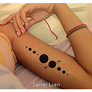 SanerLian Black Geometry Tree Tattoo Sticker Moon Phase Arrow Temporary Fake Tatoo Waterproof Men Women Arm Shoulder Back Body Art 13.8X4cm Set of 12 (SF031)