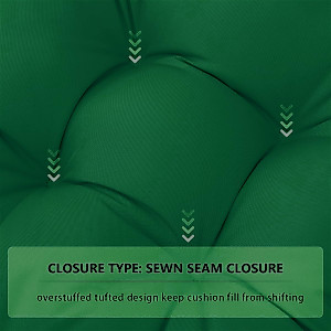 EAIMi Outdoor Chair Cushions - Waterproof Tufted Seat Cushions for Patio Furniture Set of 2 - U Shaped Memory Foam Overstuffed Patio Cushions for Wicker Chair with Round Corner 19"x19"x5" Frost Green