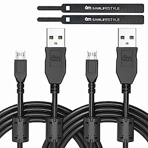 6amLifestyle [2 Pack 10FT] PS4 Controller Charging Cable, Charge and Play, Micro USB Charger High Speed Data Sync Cord for Sony PlayStation 4 PS4 Slim/Pro Controller, Xbox One S/X Controller, Android