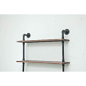 WGX Design For You Industrial Pipe Shelves Rustic Wood Ladder Bookshelf Wall Mounted Shelf for Living Room Decor and Storage (32in, 6 Layers)