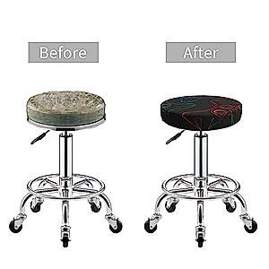 Mosytuky 14 Inch Padded Round Bar Stool Cover Cushion with Elastic Fabric Round Chair Seat Cushion for for Dining Room Office Salon Kitchen - Gamepad Joystick Game