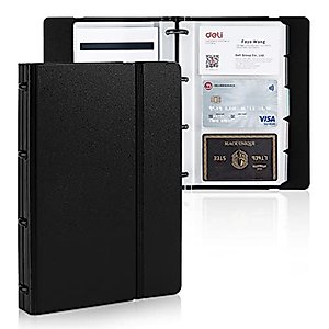 deli Business Card Book Holder, Business Card Organizer, Name Card Book Holder, Portable Office Business Card Holder, Hold 180 Cards, Black
