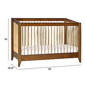 Babyletto Sprout 4-in-1 Convertible Crib with Toddler Bed Conversion Kit in Chestnut and Natural, Greenguard Gold Certified