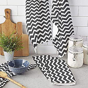 Big buy store Black and White Kitchen Dish Towels, Soft Lightweight Microfiber Absorbent Hand Towel Chevron Zig Zag Pattern Tea Towel for Kitchen Bathroom 18x28in