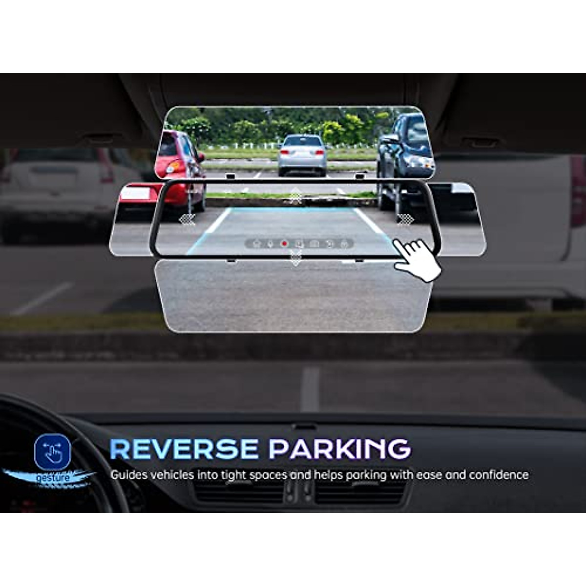 Pelsee P12 Mirror Dash Cam, 12'' 1440P QHD Front and Rear View Mirror Camera, Dual Dash Cam for Cars and Trucks, Night Vision, Voice Control, Parking Assistance, Reversing Assistance