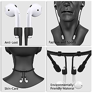 Silicone Maid LLC AirPods Neckband Anti-Lost Strap Silicone Holder Connector Compatible Apple Airpods 1 & 2, Pro Wireless Charging, White