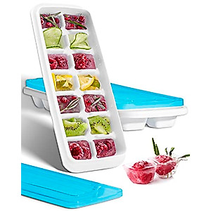 Joined Ice Cube Tray for Freezer (Set of 2) - Ice Tray with Lid Ice Cube Trays for Freezer with Lid - Ice Trays for Freezer with Lid - Ice Cube Tray with Lid Ice Maker for Freezer Ice Cube Mold