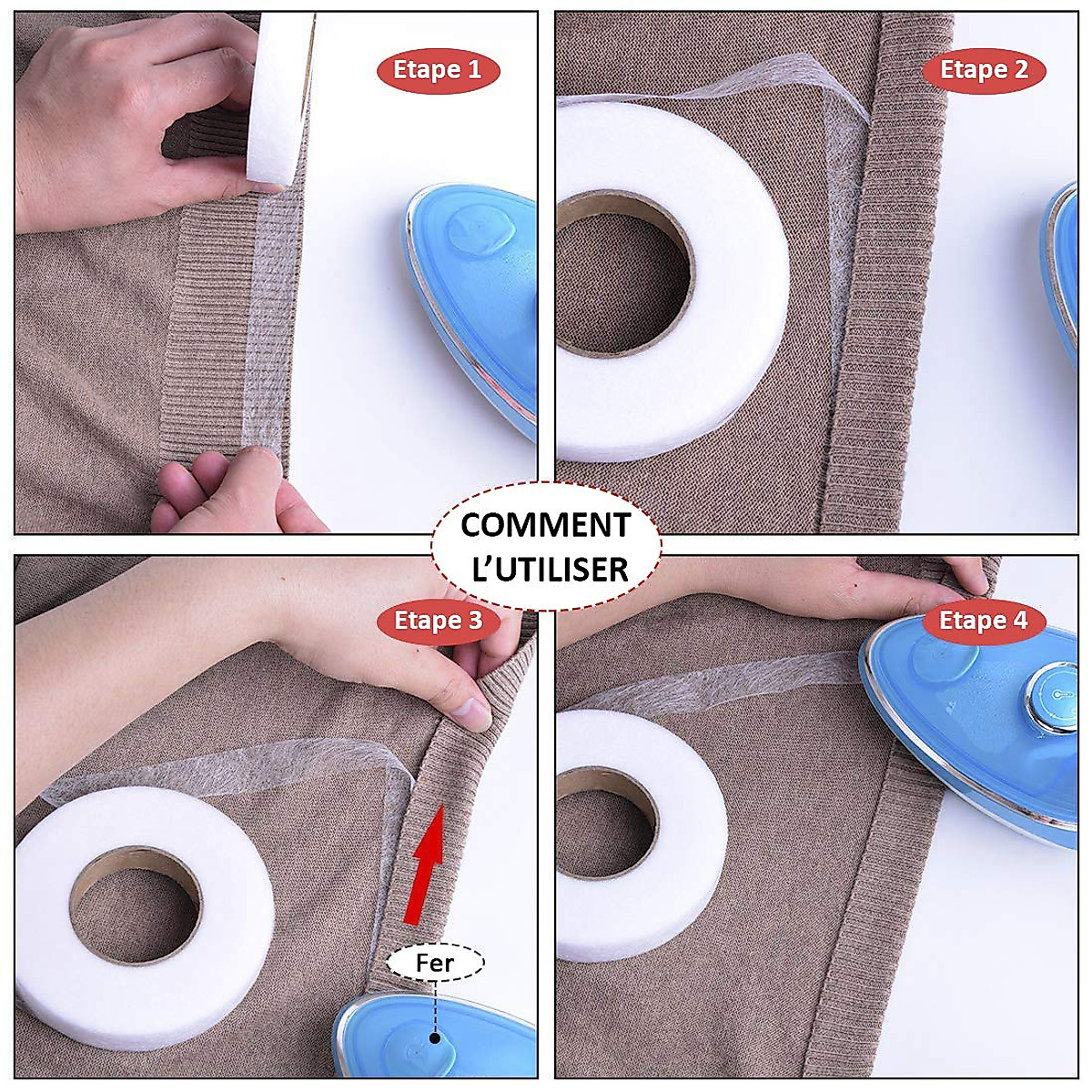 CZ Store✮✮ - Iron-On Fabric Tape |0.79-inch|27 Yard|2-Pack| White Heavy Duty Fusible Adhesive Hemming Strip to Repair Curtains, Clothes, Pants, Pillow Case, Uniform - No Sewing