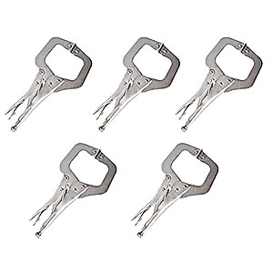 ALL-CARB 5Pcs Locking C-Clamp 11 Inch Welding Vise Grip Locking Pliers Swivel Pad for Home Farm and Automotive