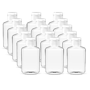 60pcs 2oz Clear Empty Travel PET Plastic Bottles with Flip Top Caps,Refillable Top Bottles, No BPA/No Parabens