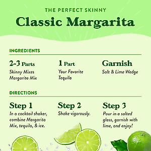Jordan's Skinny Mixes Sugar Free Margarita Mix, Flavored Cocktail Mixer for Drinks, Fresh Lime Drink Flavoring for Cocktails & Mocktails, Low Calorie, Gluten Free, Keto Friendly, 32 Fl Oz, 1 Pack