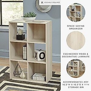 Signature Design by Ashley Socalle Modern 6 Cube Storage Organizer or Bookcase, Whitewash