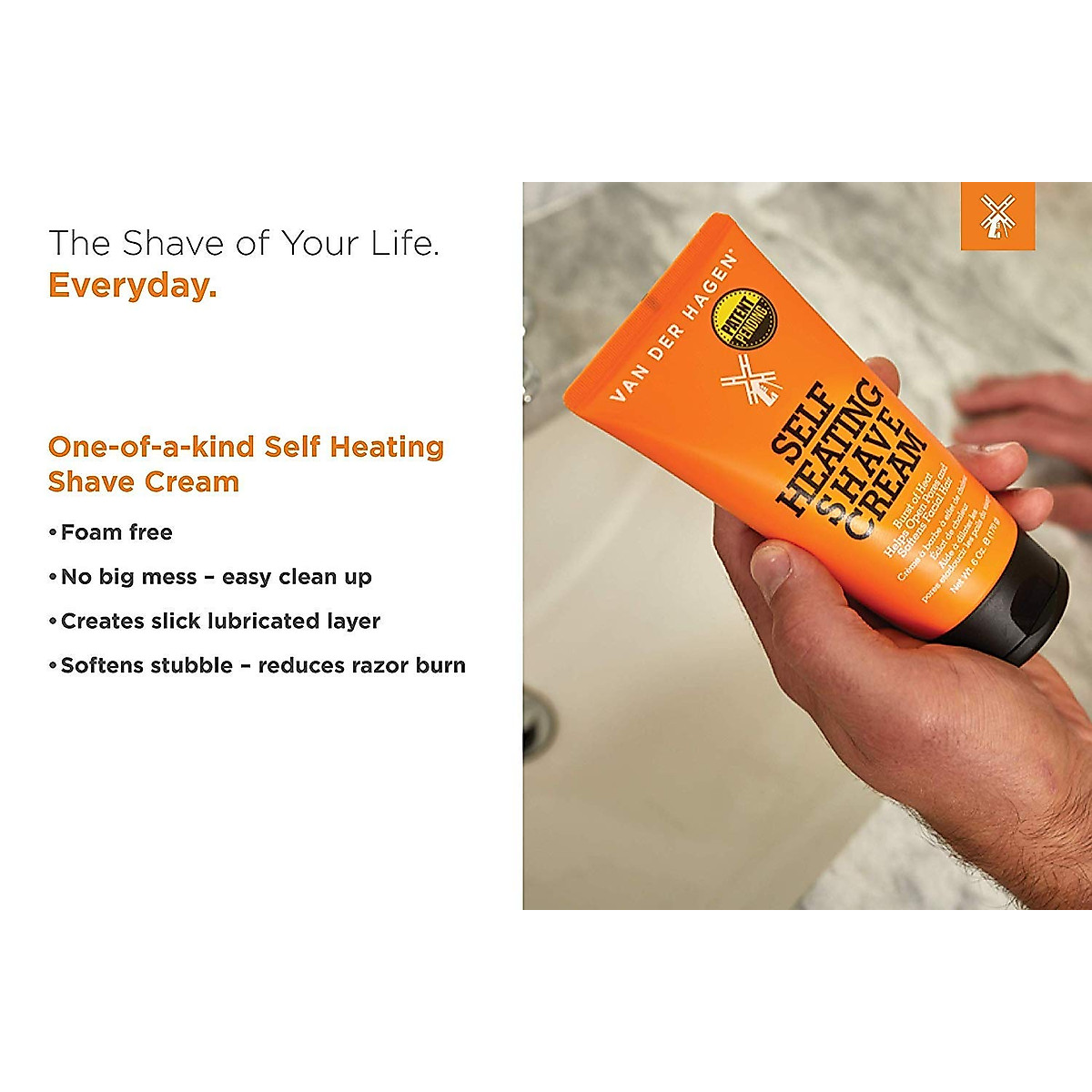 Van Der Hagen Self-Heating Shave Cream - Burst of Warmth Opens Pores and Softens Stubble, 6 oz