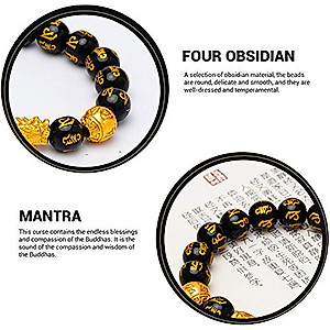 Feng Shui Wealth Pi Xiu Bracelet, 2 Pcs Black Amulet Bead Bracelets for Women Men Attract Wealth Money Good Luck Feng Shui Jewelry