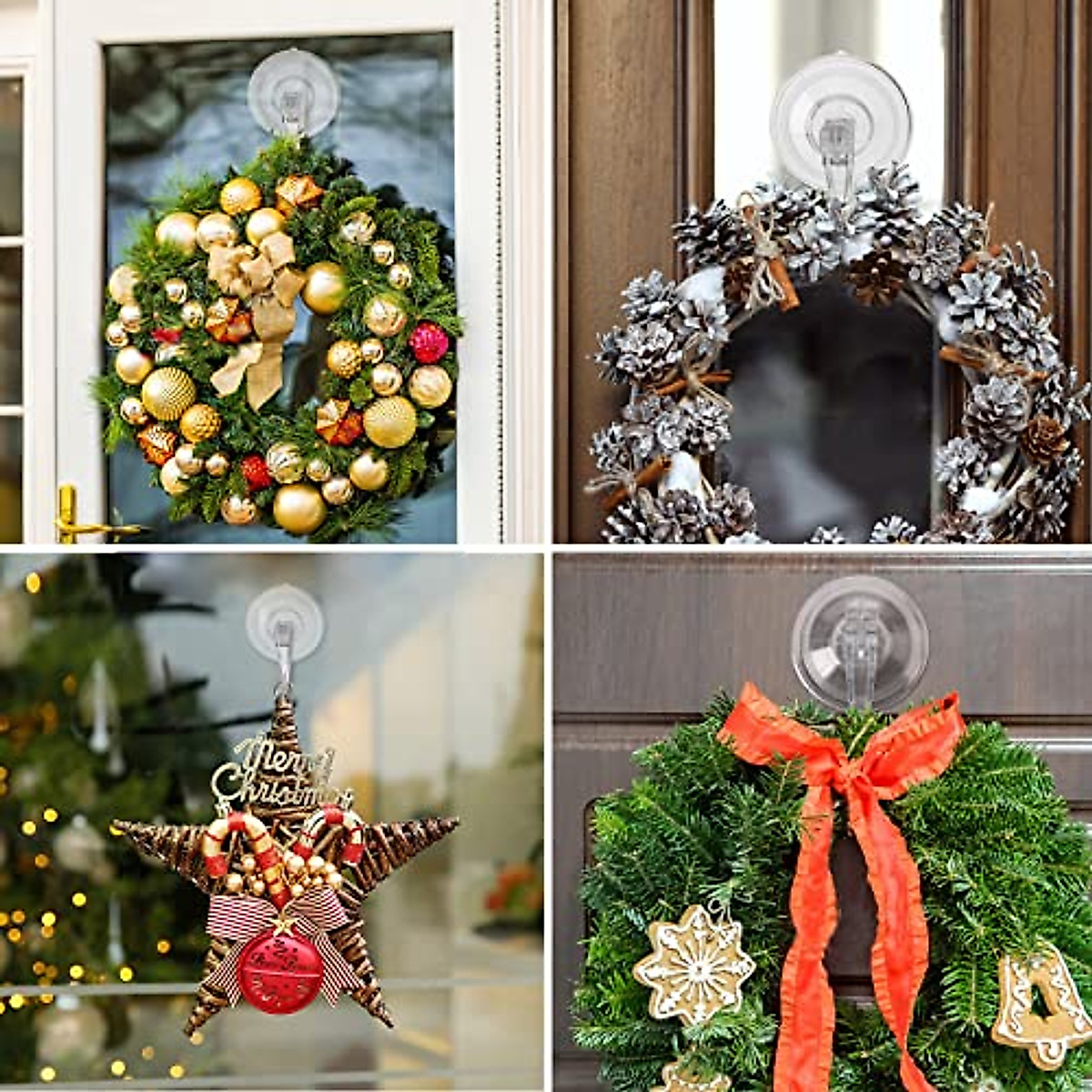 Goabroa Suction Cup Hooks, 6 Pack Clear 10 lbs Holding Suction Cup Dual Hooks Holder, Suction Cups for Glass, Waterproof Reuseable Suction Hanger for Bathroom, Shower, Kitchen