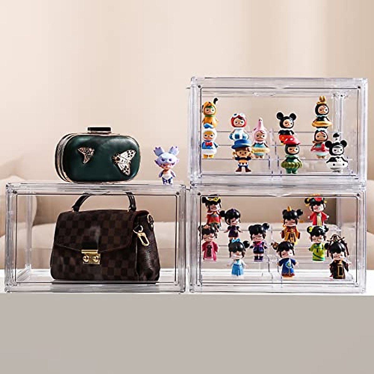 GQHNLUP Shoe Display Case 10 Pack,Shoe Boxes Clear Plastic Stackable Strong and Sturdy Acrylic Shoe Display Magnetic Door (14.2 X 11.0 X 8.7in)