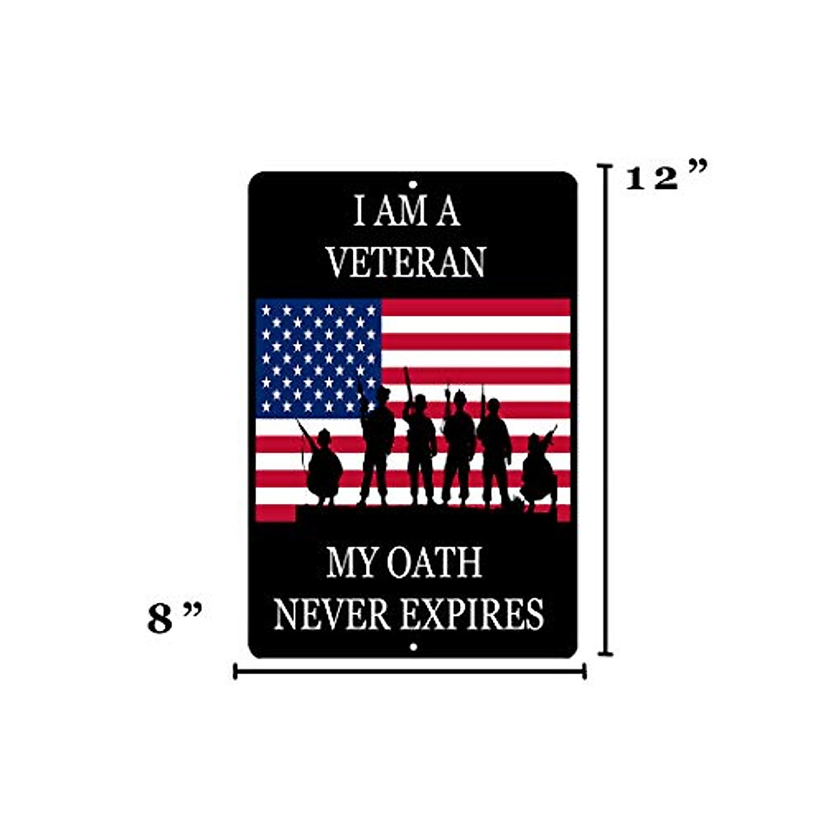 Rogue River Tactical USA Flag Veteran Oath Metal Tin Sign Wall Decor Man Cave Bar Military