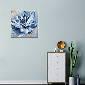 YAYNICE Blue Flower Canvas Wall Art Flower Blossoming for Bathroom Wall Art Picture Print Wall Painting Modern Artwork Wall Décor for Bedroom Living Room Office