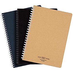 Kokuyo D Shaped Soft Ring Notebook, 7mm Rule, 25 Lines, 80 Sheets, A5, Natural Style, Set of Black, Beige, Navy, Japan Import (SU-SV638A)