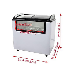 BREVELTION 10 PAN Ice Cream Showcase Ice Cream Display Cabinet 136L Freezer 110V