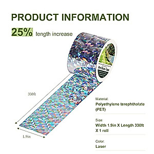 OFFO Bird Reflective Tape, 330 Feet x 1.9 Inches Dual-Sided Bird Reflective Tape Outdoor for Garden, Farm, Orchard or Courtyard