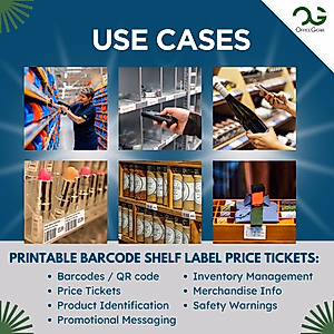 OfficeGear Shelf Edge Barcode Price Ticket Labels 21-up [25 Sheets - 525 Pack] 38x70mm Custom Printable A4 120gsm Card Micro-Perforated Non-Adhesive Merchandise Tag Includes Design Template