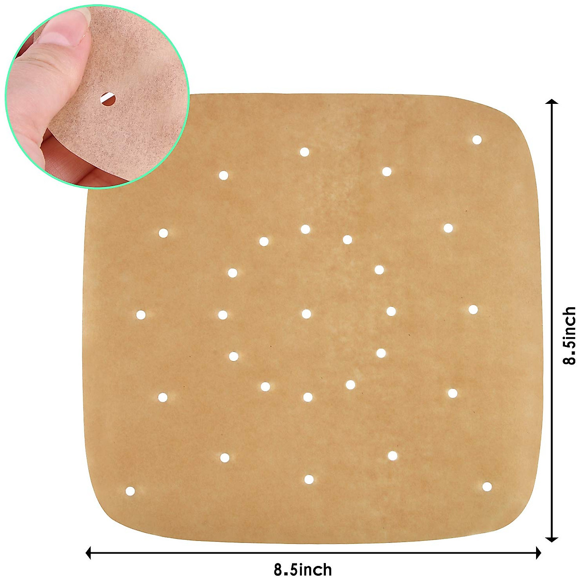 JANYUN 150Pcs 8.5 inch Air Fryer Parchment liners Papers Accessories, Square Bamboo Steamer Papers Sheets