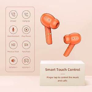 IDOERLEETEK Bluetooth Headphones Bluetooth Earbuds V5.3 Ture Wireless Earbuds, IPX7 Waterproof, 35 Hours Long Playtime Compatible with iPhone and Android (Orange)