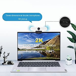 AWOW 2K Webcam with Microphone and Adjustable Brightness Light HD Computer Camera with Tripod USB Webcam for PC/MAC/Desktop/Laptop USB Web Camera for YouTube Skype Zoom Xbox One and Video Calling