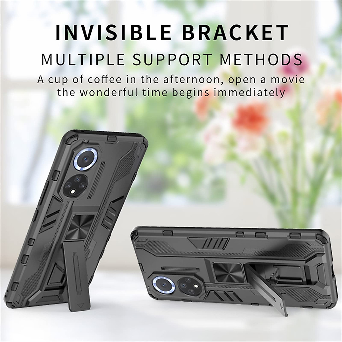 Asuwish Phone Case for Honor 50 5G/Huawei Nova 9 with Tempered Glass Screen Protector Cover and Slim Stand Hybrid Rugged Magnetic Back Film Cell Mobile Accessories Hawaii Nova9 Honor50 Women Men Black