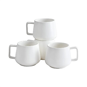 White Classic simple modern mugs Solid Matte Coffee cups matte white capacity 12 oz durable Set of 4
