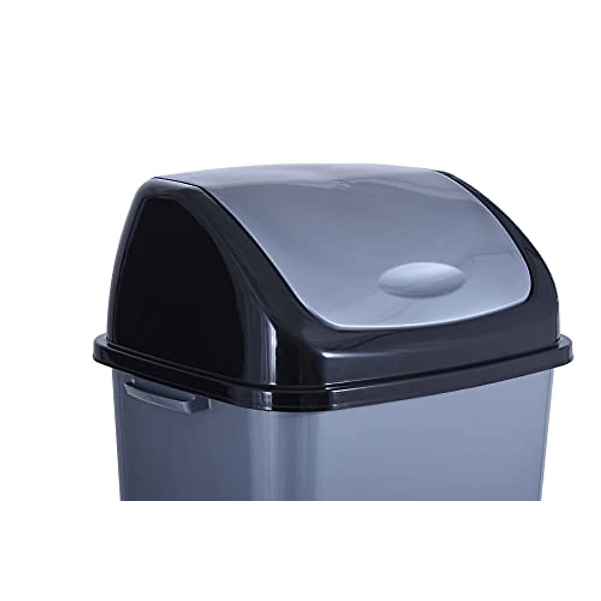 Superio Large 13 Gallon Trash Can with Swing Top Lid, Waste Bin for Kitchen, Garage, Indoor/ Outdoor Trash Can, 52 Qt,(2 Pack) (Grey/Black)