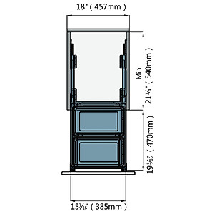 IMEX - 30 Qt./7.5 Gal Pull Out Under Mount Waste Container - Kitchen Trash Garbage Can & Bin for Under Counter Cabinet - Plastic Dustbin Mountable Basket (Gray, Double)