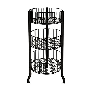 Azar Displays 300703-BLK 3 Tiered Round Wire Dump Bins, Black