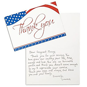 Pipilo Press 120 Pack Patriotic Thank You Cards with Envelopes, Bulk American Flag Notecards for Military Veterans, Memorial Day (4x6 In)