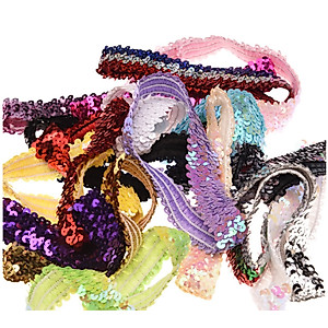 Kenz Laurenz Sequin Headbands Elastic Stretchy Headband for Girls Kids Women Flapper Roaring 20s Great Gatsby 1920s Hair Band Cute Princess Head Bands (Gold)