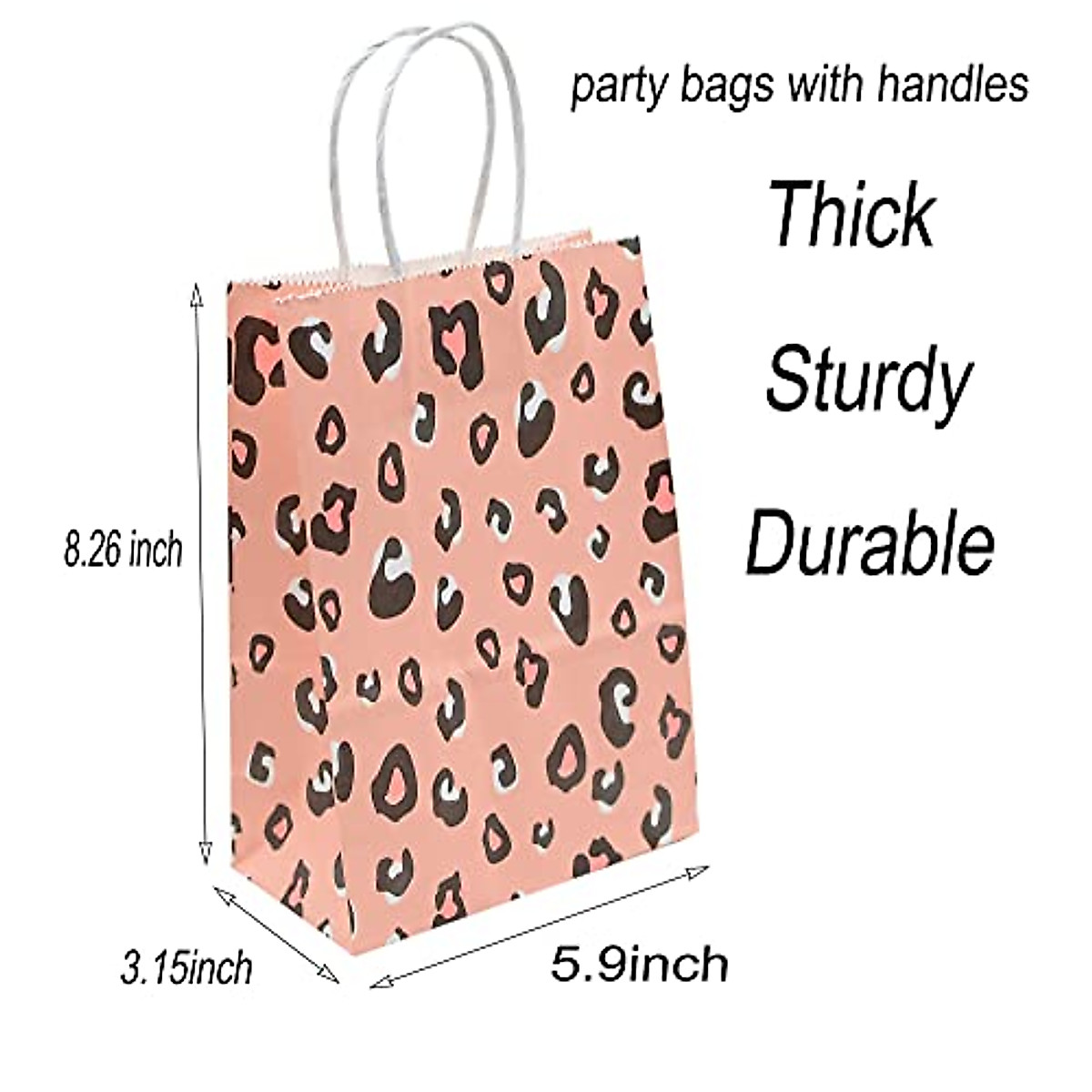 YYaaloa 30PCS Small Gift Bags with Handle Bulk 6 styles Animal Print Party Favor Paper Shopping Bags for Kids Birthday Xmas Party Supplies Retail Bags (animal Print 02, Small 30pcs)