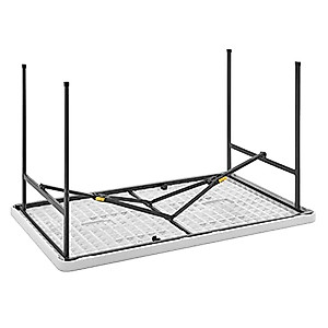 Living and More 4ft XL Straight Folding Utility Table, White, Indoor & Outdoor, Portable Desk, Camping, Tailgating, & Crafting Table