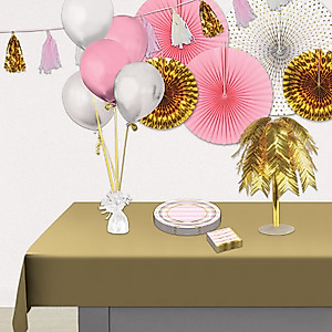 Beistle White Metallic Plastic Wrapped Balloon Weights For Birthday Parties, Weddings, Anniversaries, Table Décor, Celebrating With You Since 1900, 5.5" x 2.5", 6 Piece