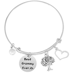Kivosliviz Grandma Bracelet Grandmother Bracelet for WomenBest Grammy Ever Bangle Charm Bracelets from Granddaughter Nana Grammy