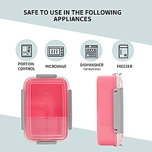 shopwithgreen 3 Pack Lunch Container to Go, 40-oz Bento Box with 3-Compartment, for Sandwich, Fruit, Lunch, Snacks, Pasta, School & Travel - Meal Prep, Food Storage Containers with Lids