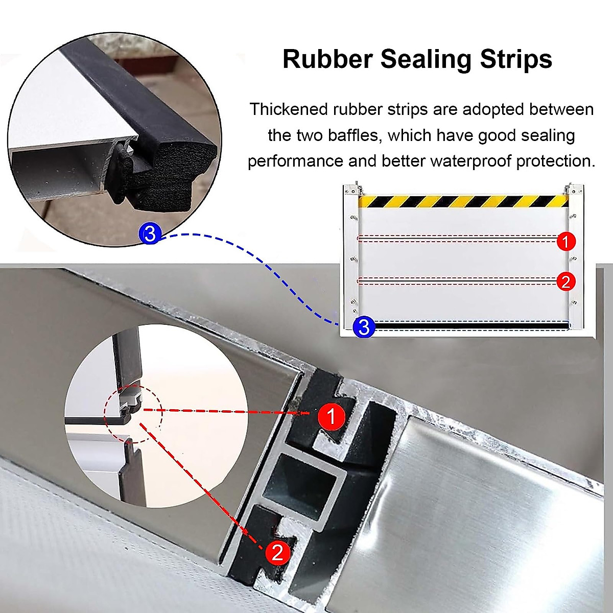 Garage Door Rain Water Barrier, 23.6in Tall Reusable Flood Control Barriers for Outside Home/ Yard / Switch Room / Stairway/ House Door, Aluminum Threshold Seal Water Baffle Dam ( Color : H 23.6in/60c